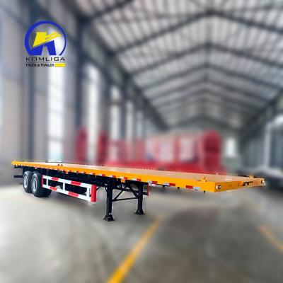 China Heavy Duty Shipping Lowboy Flat Bed Trailer with 315/80r22.5 Tires and Optional ABS for sale