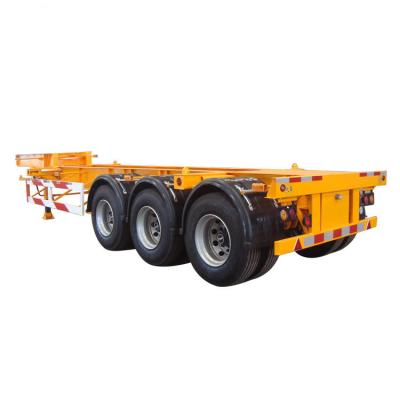 China 40 Ton 3 Way 40 Feet 20FT Skeleton Transport Semi Trailer Truck with Tread 1820mm for sale