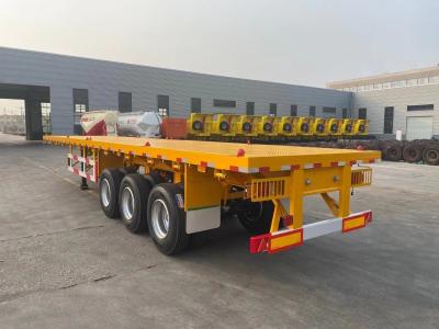 China 12500*2500*1650mm 40 prime Tri-Axles Container Flatbed Semi-Trailer Self-dumping Used for sale