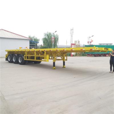 China 30-100t Loading Capacity ISO9001 Certified 3 Axles 40 Feet Flatbed Container Trailer for sale