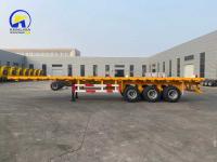 China 7000-8000mm Wheel Base 3 Axles 4 Axles Flat Bed Trailer for Container Transportation for sale