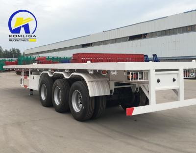 China 40 FT Tri Axle Flatbed Container Semi Trailer 12500x2500x1650mm Main Beam Q345b Steel for sale