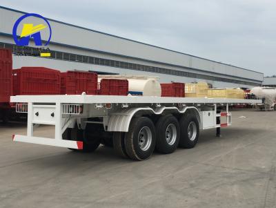 China High Capacity Tri-Axles 40FT Container Platform Trailer with 30-100t Loading Capacity for sale