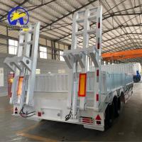China Q345b Steel Main Beam Flatbed Lowbed Truck Trailer for Tractors in 3 4 5 Axles for sale