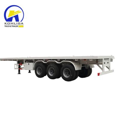 China 2023 3 Axles 40FT 40ton Truck Flatbed Semi Trailer with 16mm Channel Steel Side Beam for sale