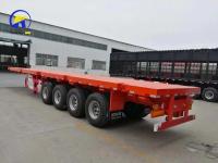 China 4 Axles 45FT Flatbed Semi Trailer with 12 Units Tires and Q345b Steel Main Beam for sale
