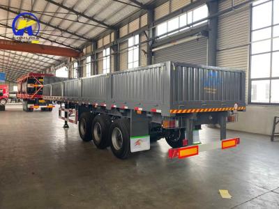China 40-80ton 3 Axles Tri-Axles Side Wall Cargo Semi Trailer Heavy Duty 12 Tires Included for sale