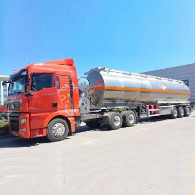 China 3 Axle Aluminum 50000 Liters Fuel Tank Semi Trailer with Rubber Tube Discharging Hose for sale