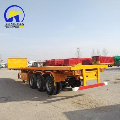 China 3axles 40feet Container Truck Flat Bed Semi Trailer with Jost Two Speed Support Leg for sale
