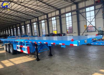 China Good Condition 3 Axles 40FT 48FT Flatbed Trailer with and Jost Two Speed Support Leg for sale