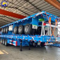 China Tri-Axles Flatbed Trailer for Heavy Duty Transport 12 Tire Units 16mm Side Beam for sale