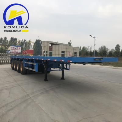 China 4 Axles Heavy Flatbed Container Shipping Truck Flatbed Semi Trailer with 13t/16t Axle for sale