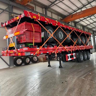 China LED Light 3 Axles 4 Axles Heavy Duty Flatbed Semi Trailer for Container 12500x2500x1650mm for sale