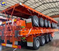 China High Capacity 30-70t Heavy Duty Flatbed Semi Trailer for Container Tread 1820mm for sale
