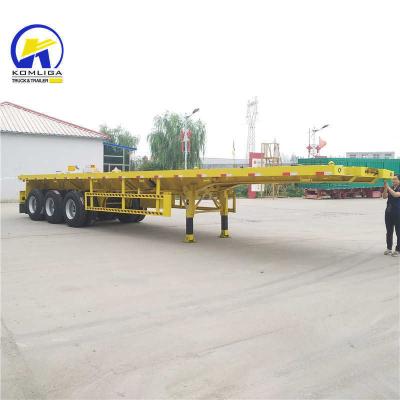 China 50T Load Capacity Flatbed Container Semi Trailer for Durable Heavy Duty Transportation for sale