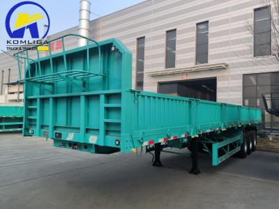 China 600mm 3axle Verdant Green Color Side Wall Cargo Semi-Trailer for Customer Needs for sale