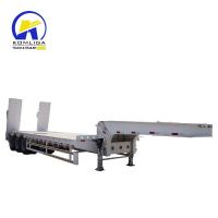 China Gooseneck 3 Axle Heavy Duty Lowbed Low Bed Truck Trailer for 60-80 Tons Load Capacity for sale