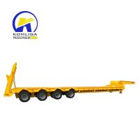 China 80 Ton 100 Ton 4 Axle Gooseneck Lowboy Trailer for Flatbed and 10 Layer Steel Spring for sale