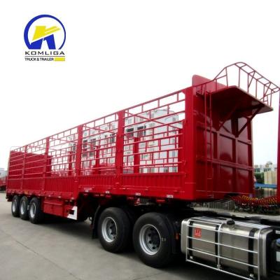 China 3 Axles Flatbed Fence Cargo Truck Trailer for Heavy Duty and 30-100t Loading Capacity for sale