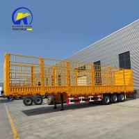 China Animal Transport Semi Trailer with Side Wall and 3 Axles Steel Fence Cargo for sale