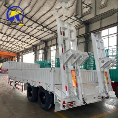 China Mechanical Suspension 3 Axles 40FT Transporter Tractor Low Bed Container Semi Trailer for sale