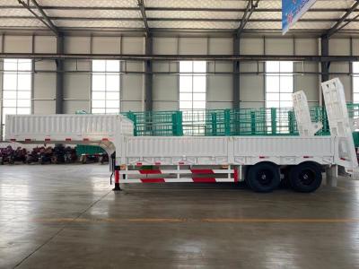 China Single Axle Lowboy Semi Truck Trailer with 80T Load Capacity and 12 Tire Number for sale
