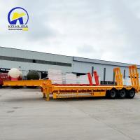 China Heavy Duty 30 Ton Lowbed Trailer with Steel Spring and Rim 9.0*22.5 / 8.0-20 / 8.5-20 for sale