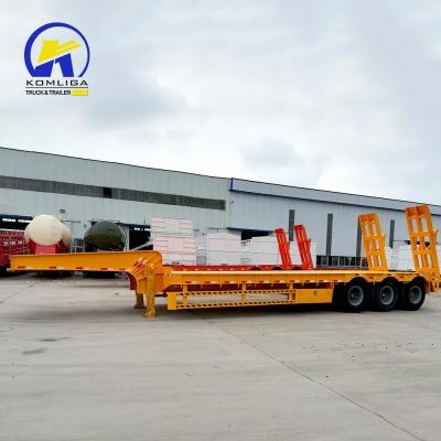 China Heavy Duty 30 Ton Lowbed Trailer with Steel Spring and Rim 9.0*22.5 / 8.0-20 / 8.5-20 for sale
