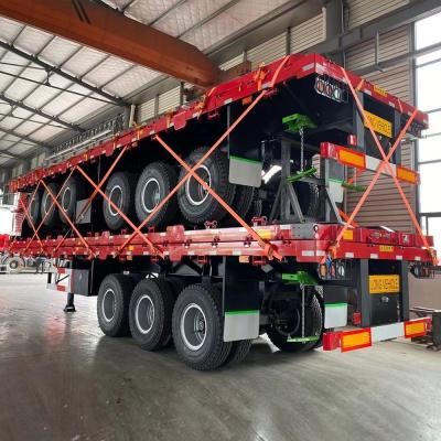China 80T Load Capacity 3 Axles 4 Axles Cargo Flatbed Trailer Truck for Heavy-Duty Delivery for sale