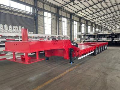 China 90mm Steel Spring Gooseneck Lowbed Semi Trailer for Oversized Equipment Transport for sale