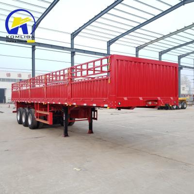 China 315/80r22.5.12r22.5 Tires 2023 3axle 40ton 50ton Fence Semi Cargo Trailer for African for sale