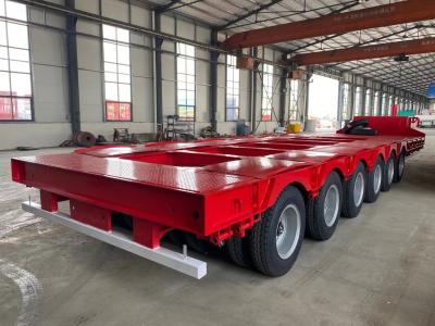 China 3 Axles Lowbed Semi Trailer with 9000X3000X1350mm Working Deck and Ramp Lowbed Chassis for sale