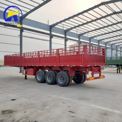 China Cross Arm Type Steel Suspension 3/4 Axle 40 60 80 Ton Fence Cargo Semi Truck Trailer for sale