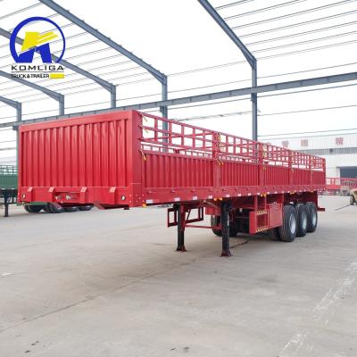 China 3 Axle 40FT 45FT Fence Side Wall Semi Truck Trailer Jost Two Speed Spport Leg Supported for sale