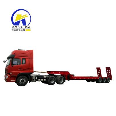 China 3 Axles Heavy Duty Flatbed Lowboy Trailer for Heavy-duty Long-distance Transportation for sale