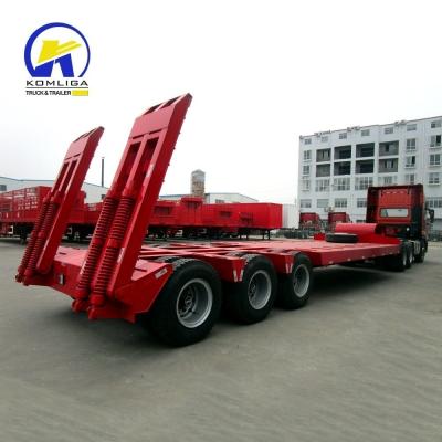 China Mechanical Suspension Low Bed Semi Trailer for 3axles 40ton 50ton Transport Machinery for sale