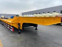 China LED Light Heavy Duty Tri-Axles Lowbed Semi Trailer with Ramp Grade Efficiency for sale