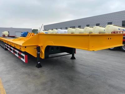 China LED Light Heavy Duty Tri-Axles Lowbed Semi Trailer with Ramp Grade Efficiency for sale