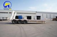 China Flatbed Lowboy Semi Trailer with Heavy Duty 3 Axles and Mechanical Suspension System for sale