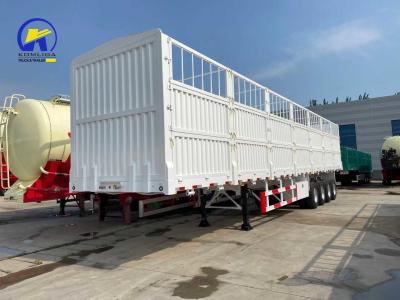 China Wabco Valve 4axle White Fence Trailer for Animal Transport Side Wall Semi Trailer for sale