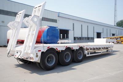 China 6 Units T30/30 Brake Air Chamber Low Bed Semi Trailer with Ramp Flatbed Trailer for sale