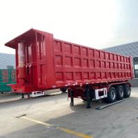 China 3 Axles U Shape 30 Ton 35 Cubic Side Tipper Coal Dump Trailer with Tool Box One Piece for sale