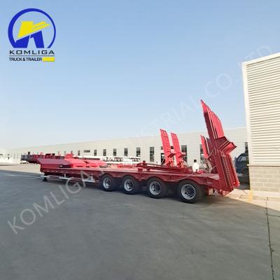 China 80tons Payload Low Bed Truck Trailer 2 Spare Tire Carriers for Tailored Solutions for sale