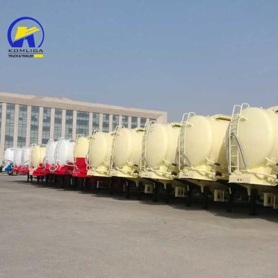 China 2 Pieces ABS Optional 3 Axles Bulk Cement Tanker Semi Trailer with Spare Tire Carrier for sale