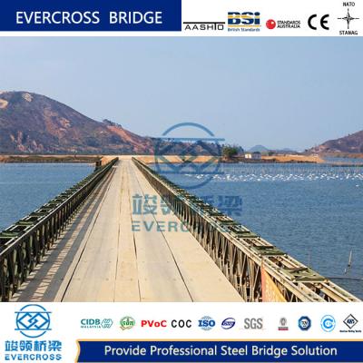 China Large Span Steel Bailey Bridge Double Row Single Layer 200ft Load Capacity for sale