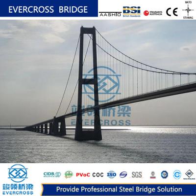 China Steel Cable Suspension Bridge for Large Span Applications 1000m+ with Custom 10-300m Design Options for sale