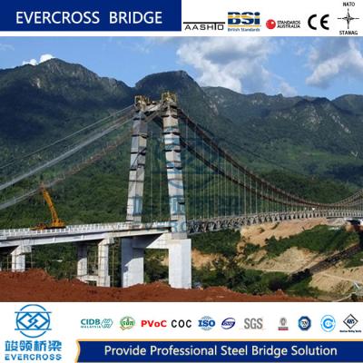 China Large Span Steel Cable Suspension Bridge 10-300m Single Span with AASHTO HS25-44 Loading Capacity & MLC110 Standards for sale