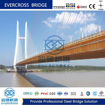 China Steel Truss Cable-Stayed Bridge Systems with 10-300m Spans and AASHTO HL93 Loading Capacity for Highway Applications for sale