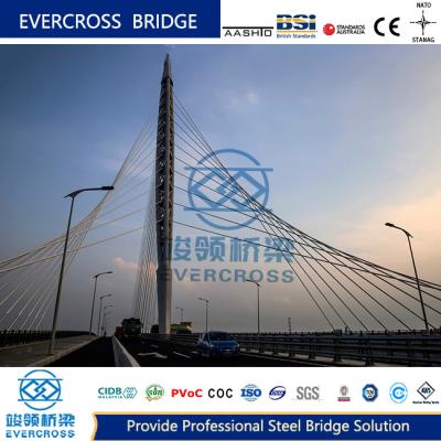 China Hot Dip Galvanized Cable-Stayed Bridge | 10-300m Spans | AASHTO HL93 Loading | ISO1461 Galvanization for sale