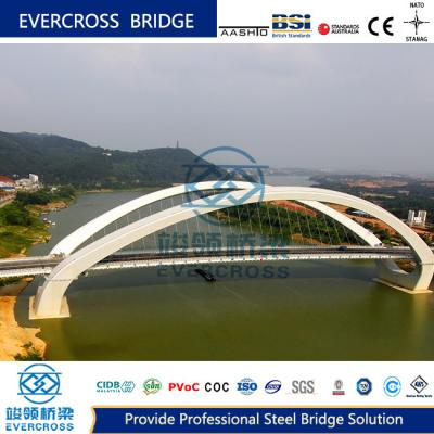 China Steel Arch Pedestrian Bridge Simple Structure 30m Span Custom Design for sale